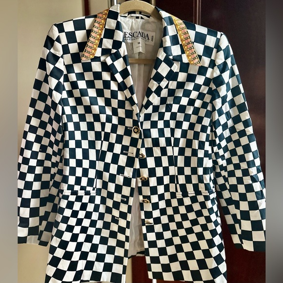Escada | Jackets & Coats | Escada Margaret Haley Checkered Blazer ...